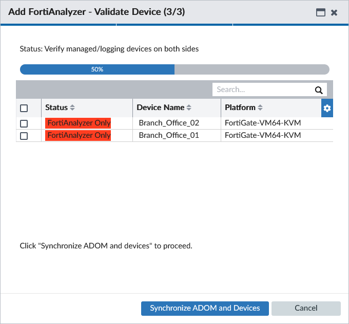 Adding FortiAnalyzer devices using the wizard | FortiManager 7.4.0